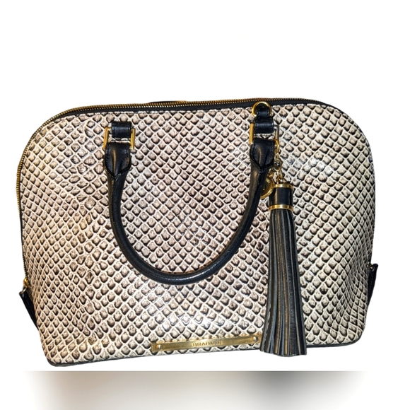 Brahmin | Bags | Purse Brahmin Vivian Dome Purse Tote Blackwhite Snake ...